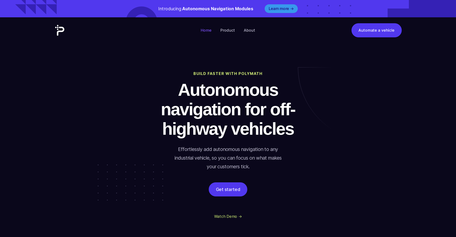 Polymath Robotics: Autonomous Navigation Modules for Off-Highway Vehicles - Proaitools