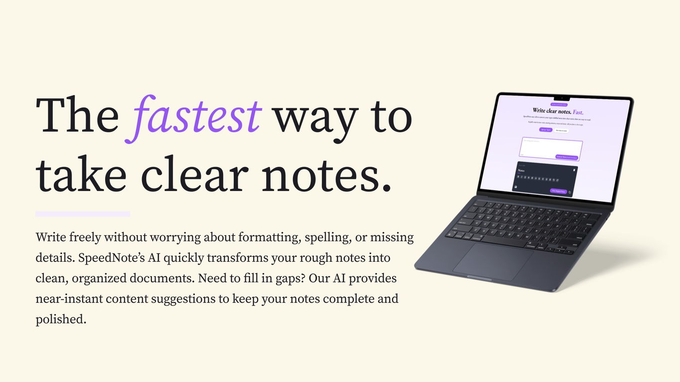 SpeedNote: AI-Powered Note-Taking for Effortless Productivity - Proaitools