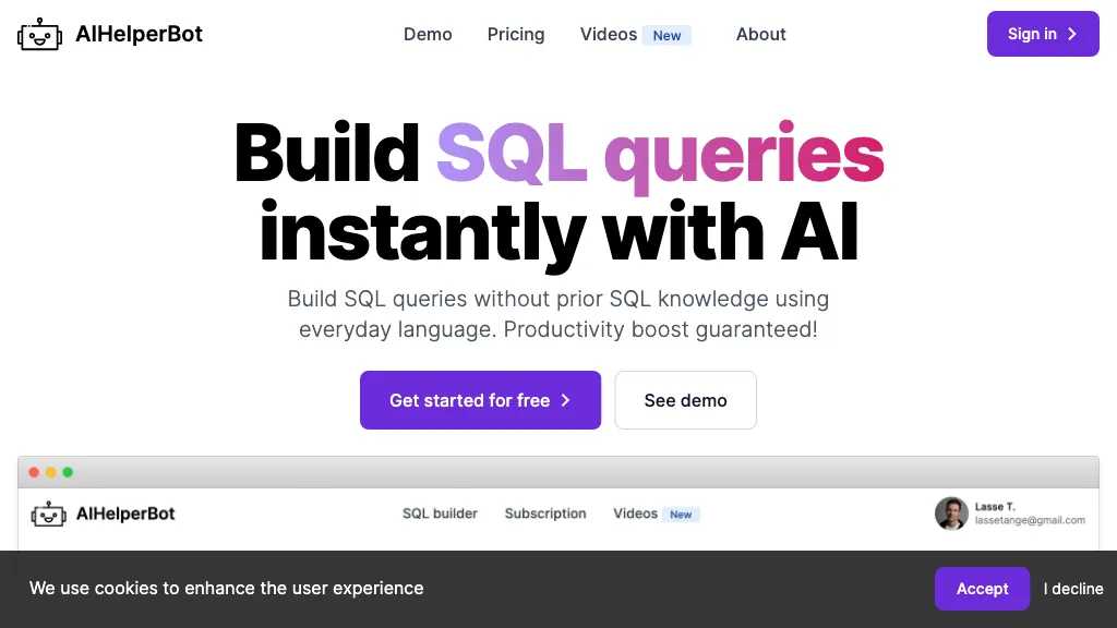 AI Helper Bot: Instant SQL Queries & Data Insights - Proaitools