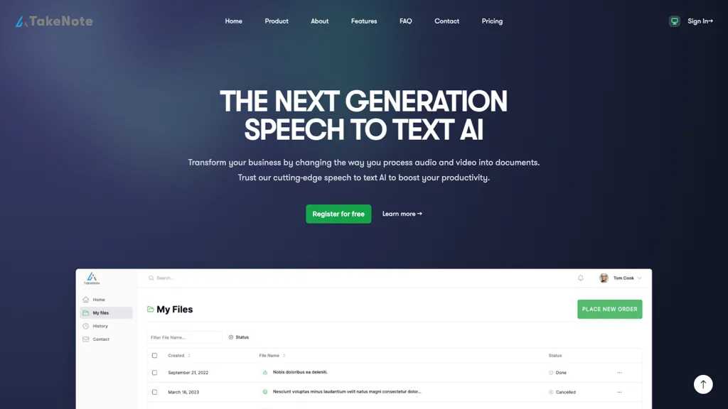 TakeNote.ai: AI-Powered Speech-to-Text for Meeting Transcription & Summarization - Proaitools