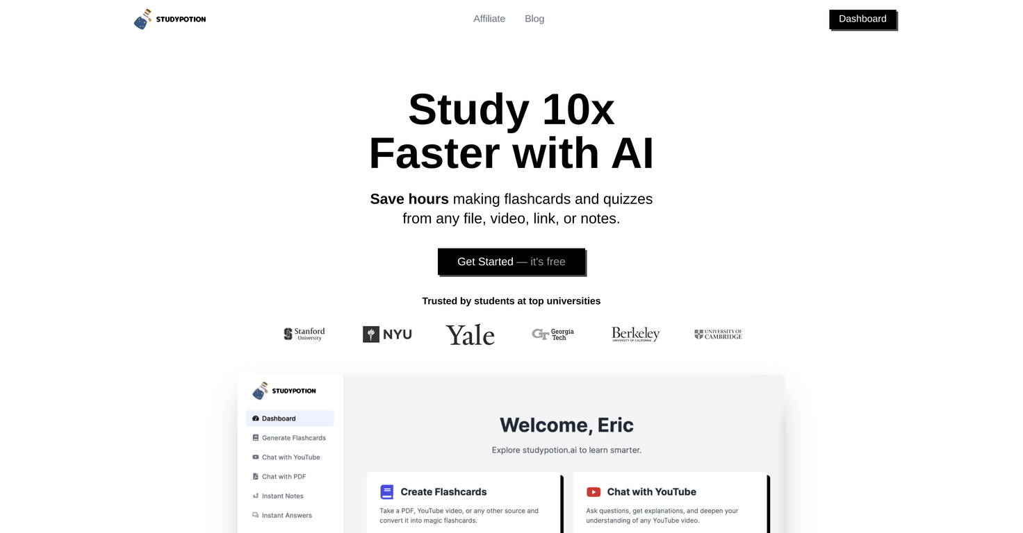 Study Potion AI: Personalized Learning & AI Study Tool - Proaitools