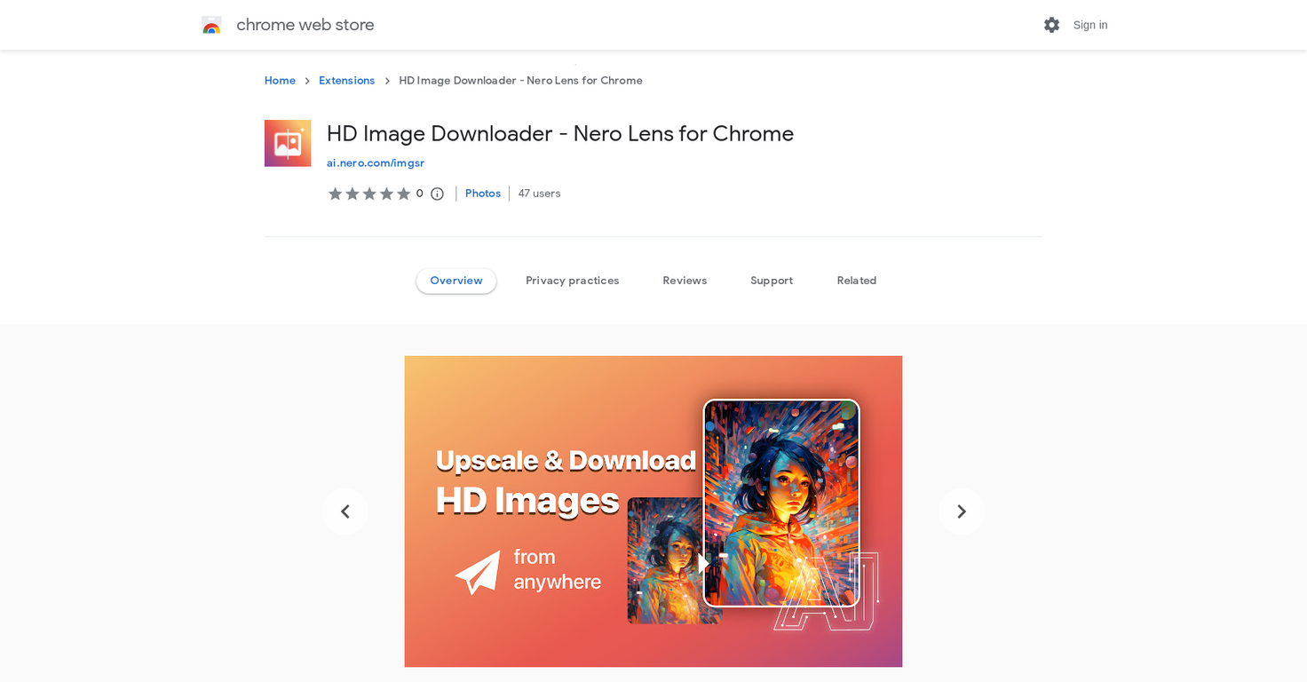 Nero Lens HD Image Downloader & Upscaler - AI Chrome Extension - Proaitools