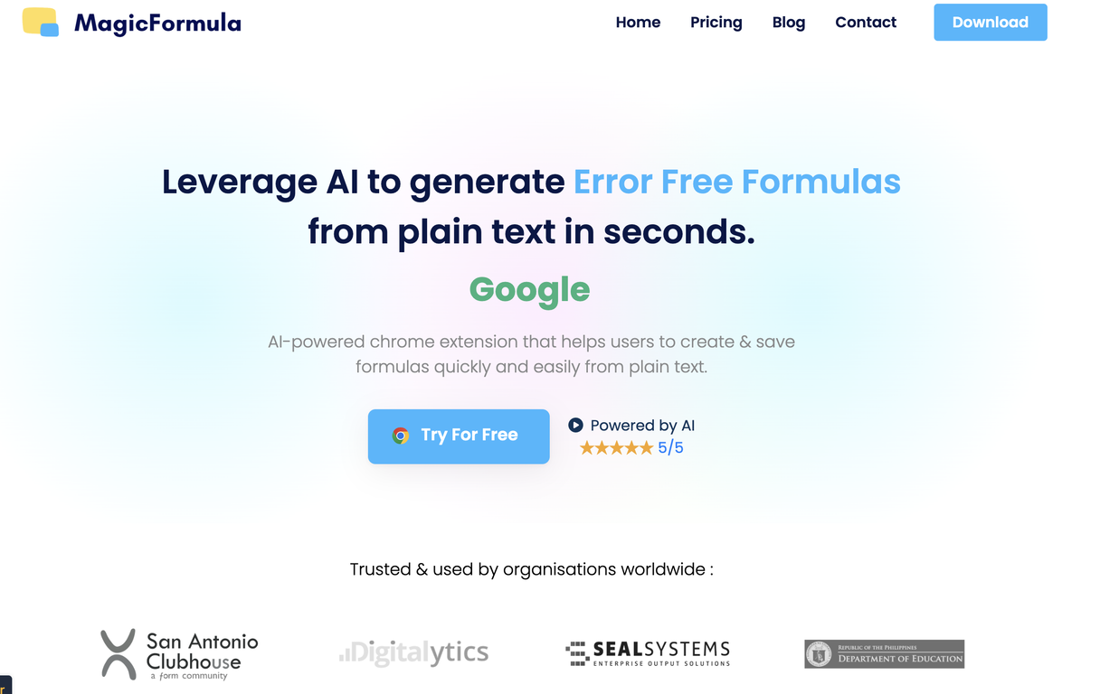 MagicFormula: AI-Powered Formula Generator for Excel, SQL, Google Sheets & Airtable - Proaitools