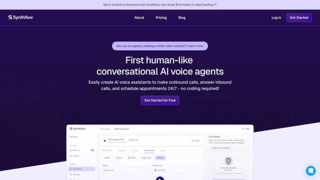 No-Code Conversational AI: Create Human-Like Voice Assistants with Synthflow AI - Proaitools