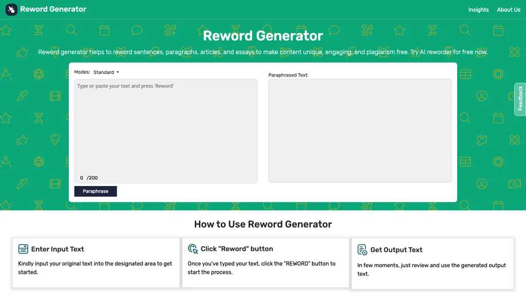 Reword Generator: AI-Powered Text Rephrasing Tool for Original Content ...