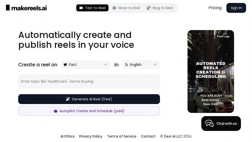 Auto-Generate Engaging Reels for TikTok & Instagram with makereels.ai - Proaitools
