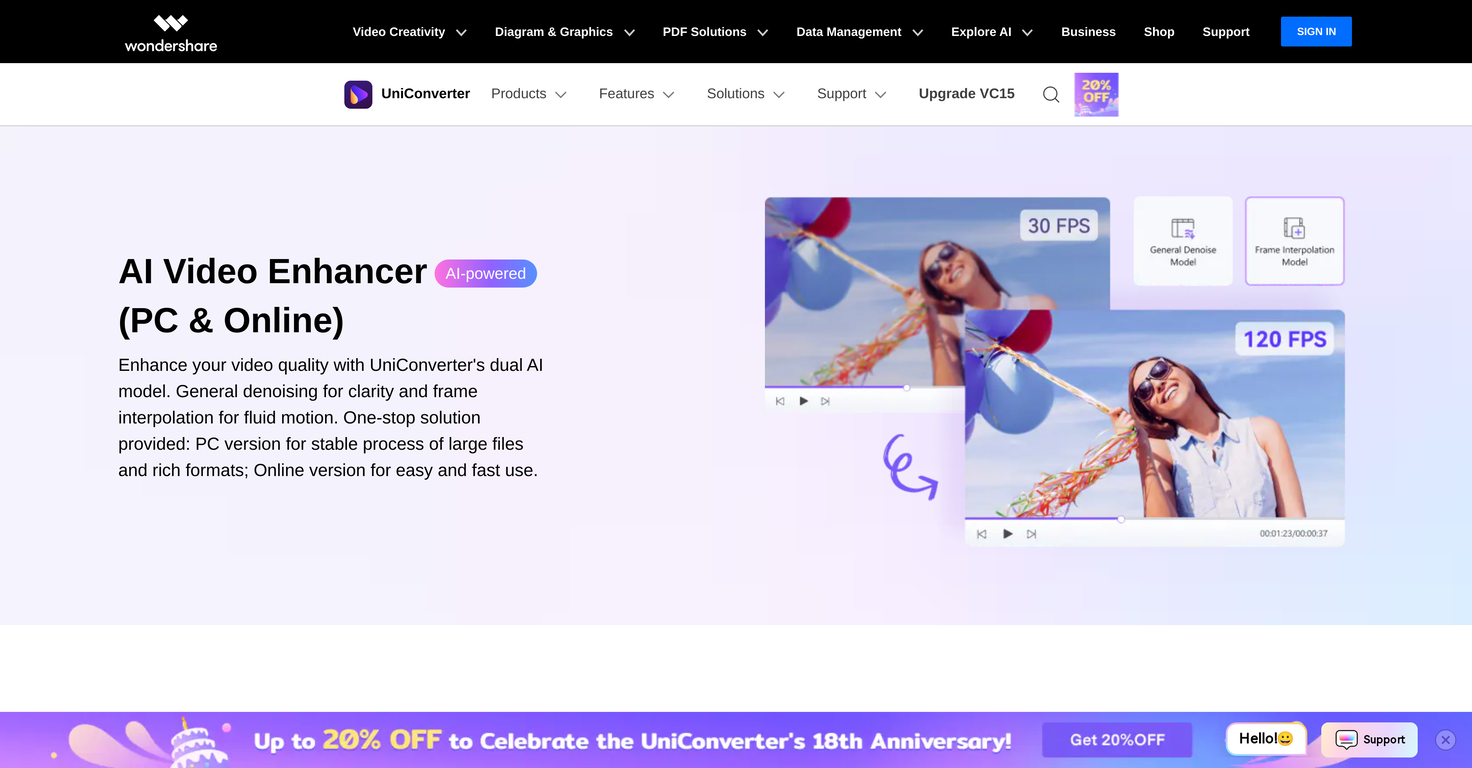 Uniconverter AI Video Enhancer - Proaitools