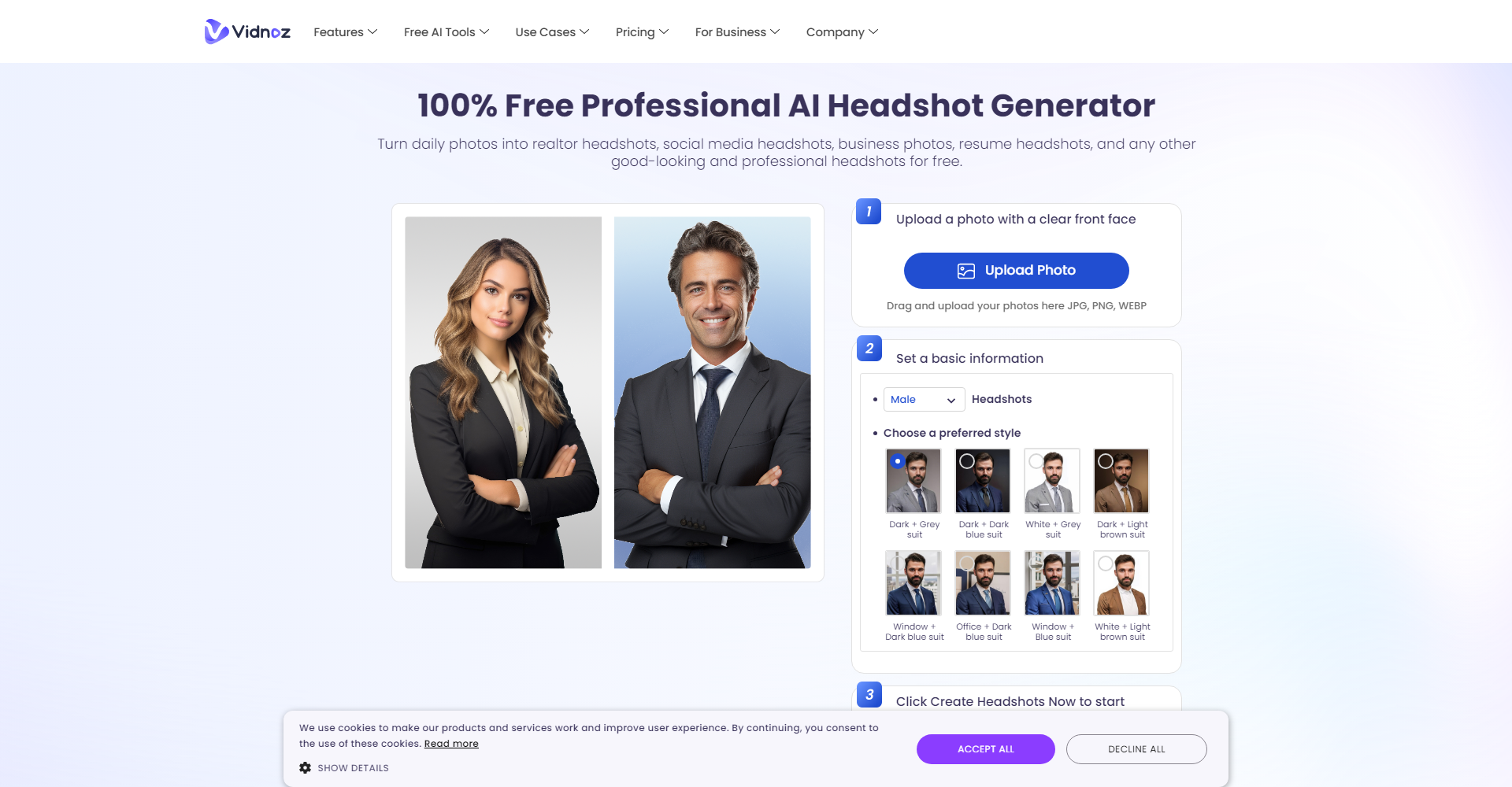 Create Professional Headshots with Vidnoz AI - Effortless & Affordable - Proaitools