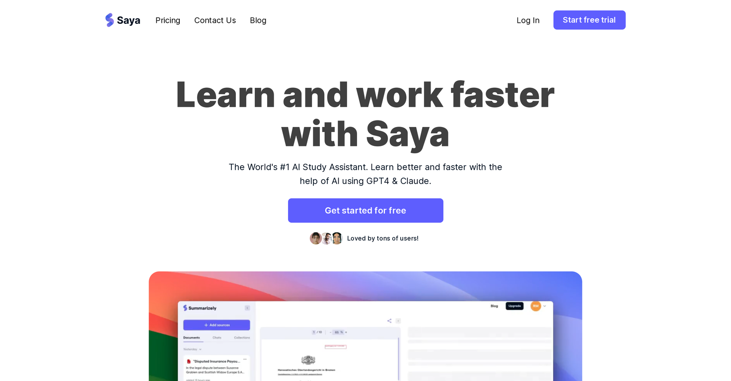Saya AI: Streamline Learning with Powerful Summarization & Search - Proaitools