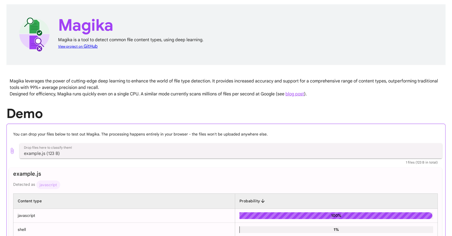 Magika by Google: Deep Learning-Powered File Type Identification ...