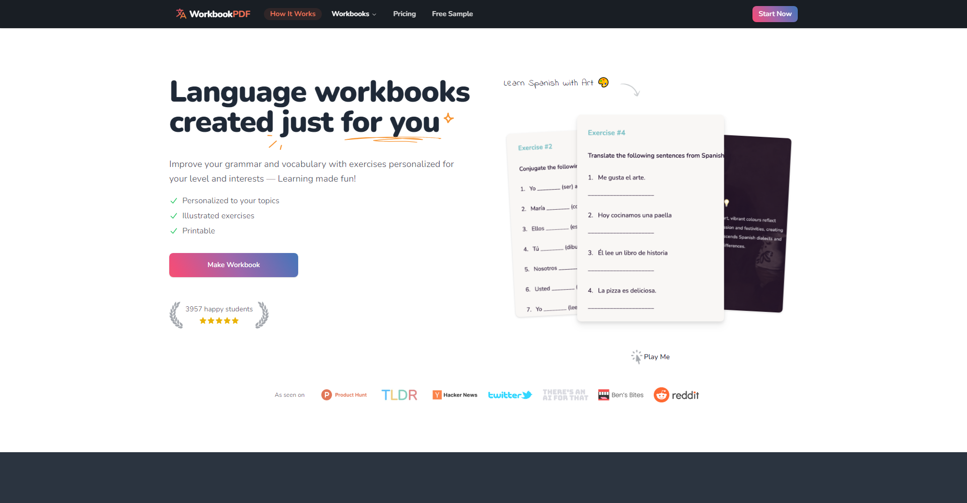 WorkbookPDF: AI-Powered Language Learning Workbooks for Personalized Success - Proaitools