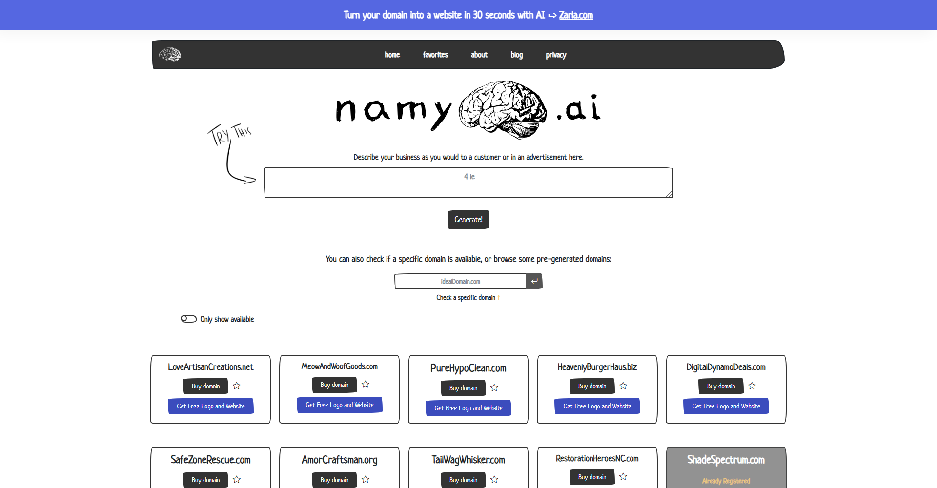 Find Your Perfect Domain Name with Namy.ai's AI-Powered Generator ...