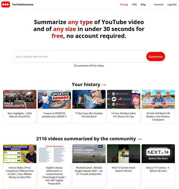 YouTube Summary: Get Key Insights from Videos Instantly - Proaitools