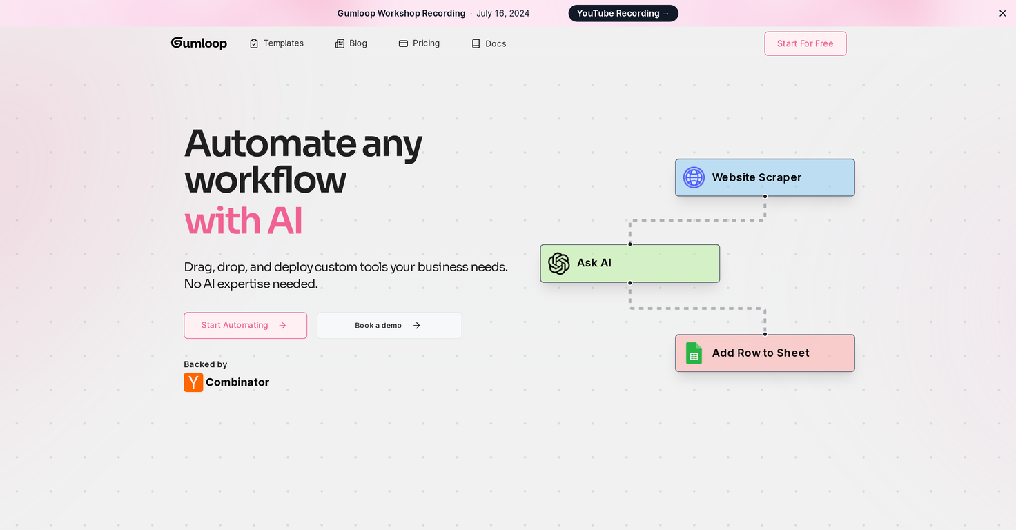 Gumloop: No-Code AI Automation Platform | Streamline Workflows - Proaitools
