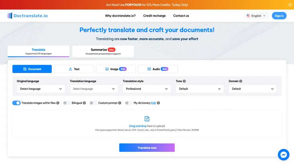Document Translation Made Easy: 29 Languages, Customizable Styles ...