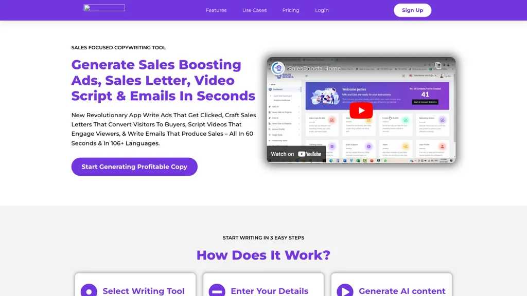 SalesBoosta: AI Copywriting Tool for Engaging Ads, Sales Letters & More - Proaitools