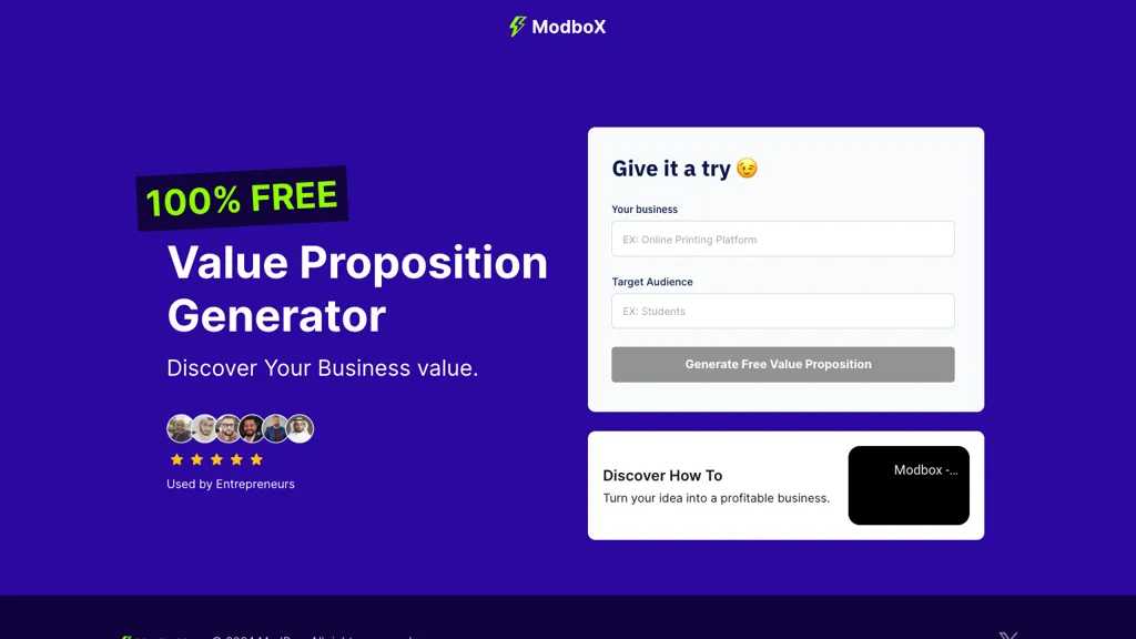 Value Proposition Generator: Turn Your Ideas into Profitable Businesses - Proaitools