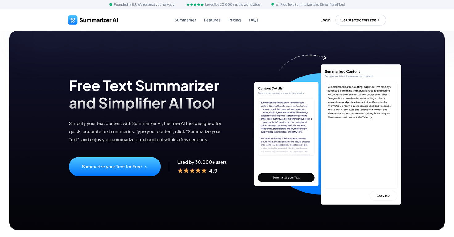 Summarizer AI: Free Online Text Summarization Tool - Proaitools