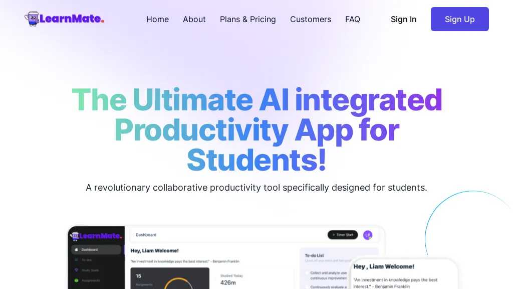Learnmate: AI-Powered Productivity Tools for Students - Proaitools
