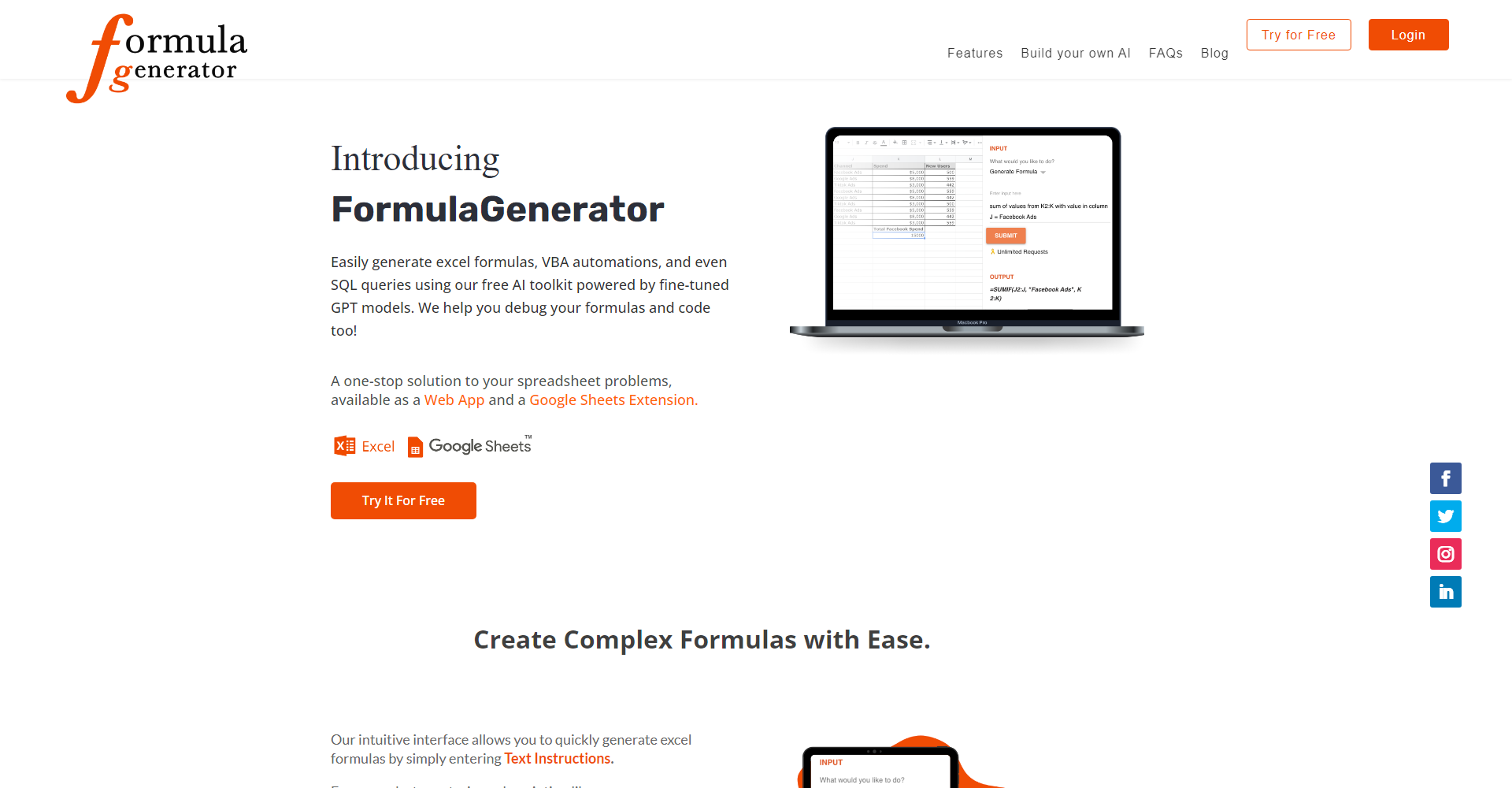Formula Generator: AI-Powered Spreadsheet Formula Tool for All Skill ...