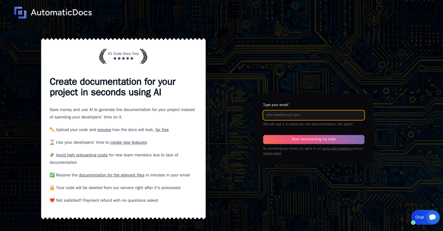 AutomaticDocs: AI-Powered Code Documentation Generator | Free Your Devs - Proaitools