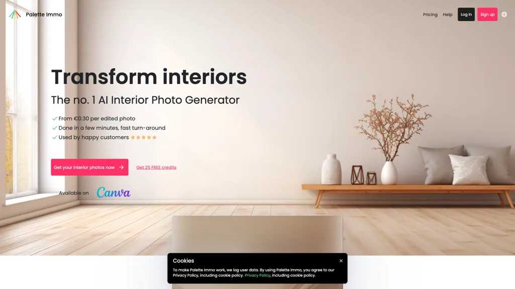 AI Interior Design Tool | Transform Empty Spaces with Palette Immo - Proaitools