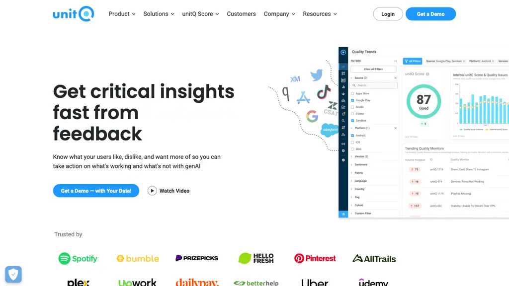 UnitQ: AI-Powered User Feedback Tool for Improved Product & CX - Proaitools