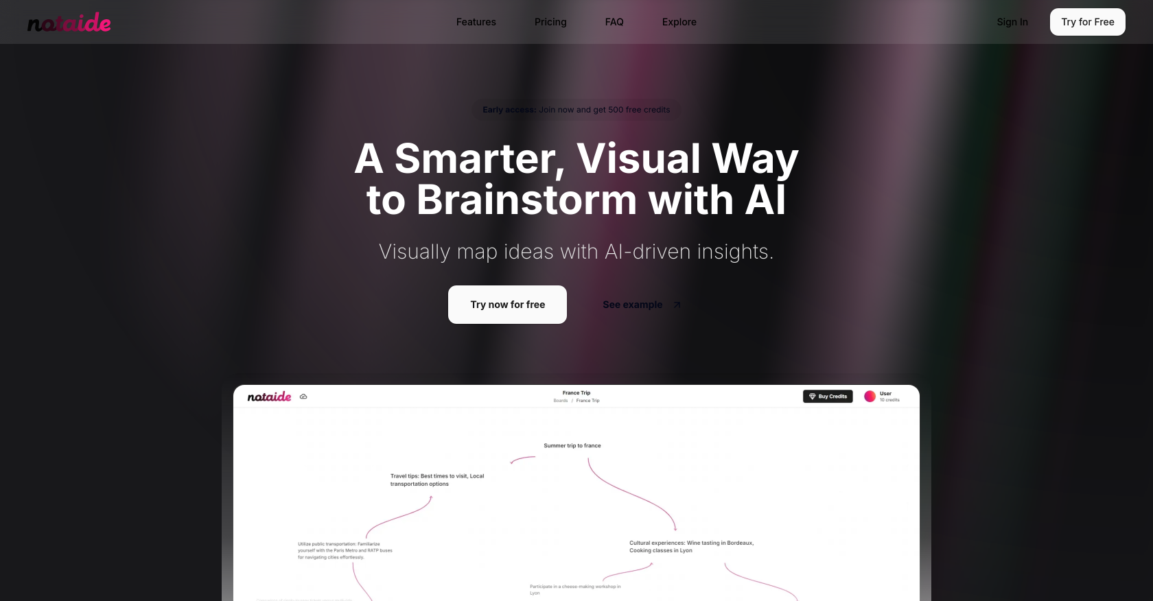 Notaide: AI Brainstorming Tool for Visual Idea Organization - Proaitools