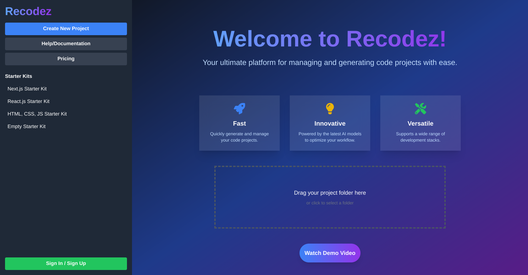 Recodez: AI-Powered Platform for Code Project Management & Generation ...