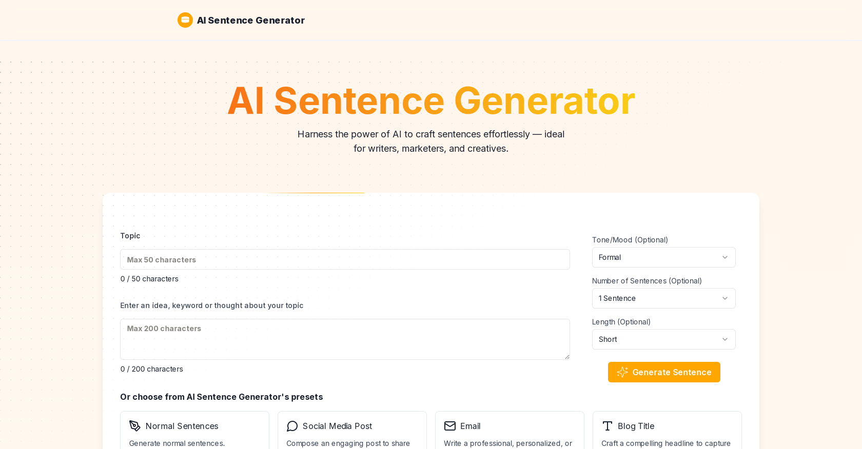 AI Sentence Generator: Create Unique Sentences with AI - Proaitools