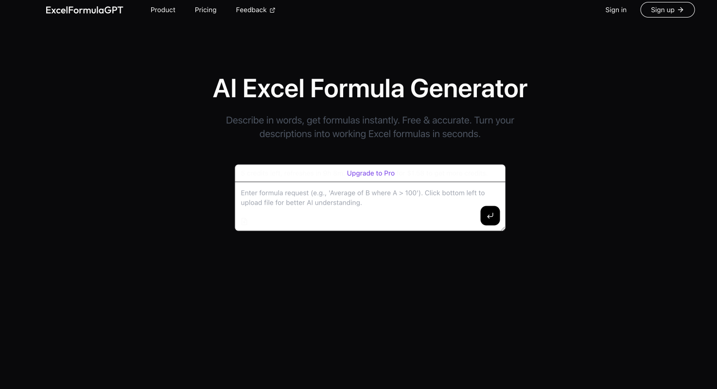 Excel Formula GPT: AI Excel Formula Generator - Proaitools