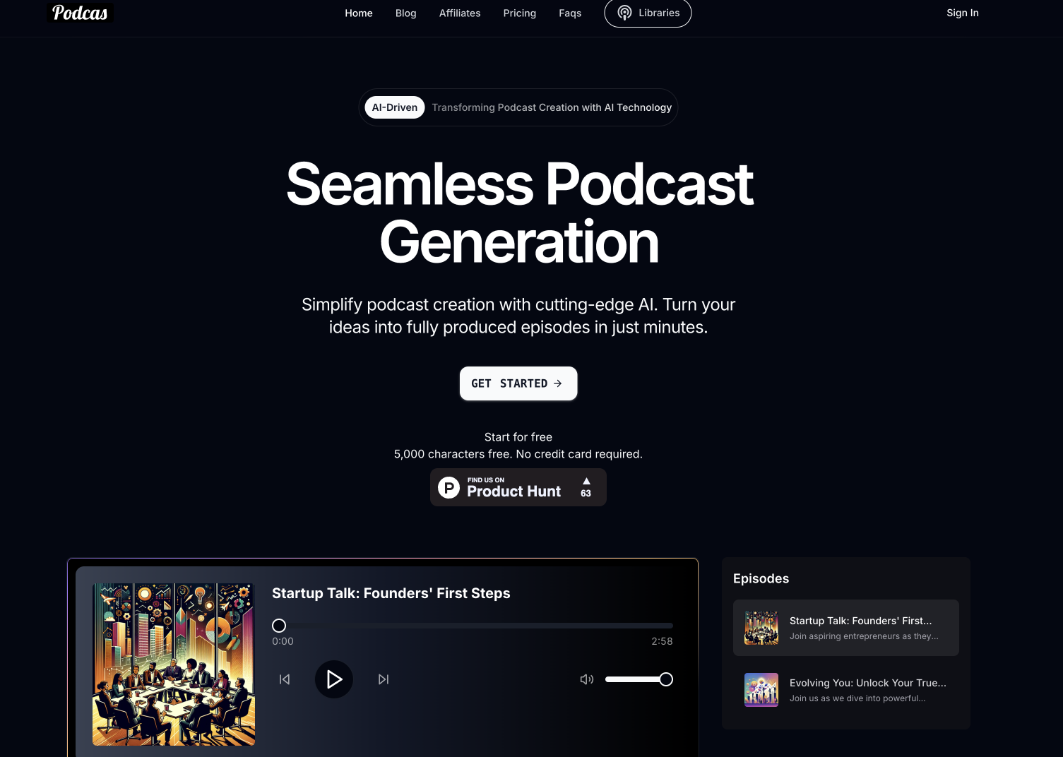 Podcas: AI Podcast Generator | Create Podcasts Easily - Proaitools