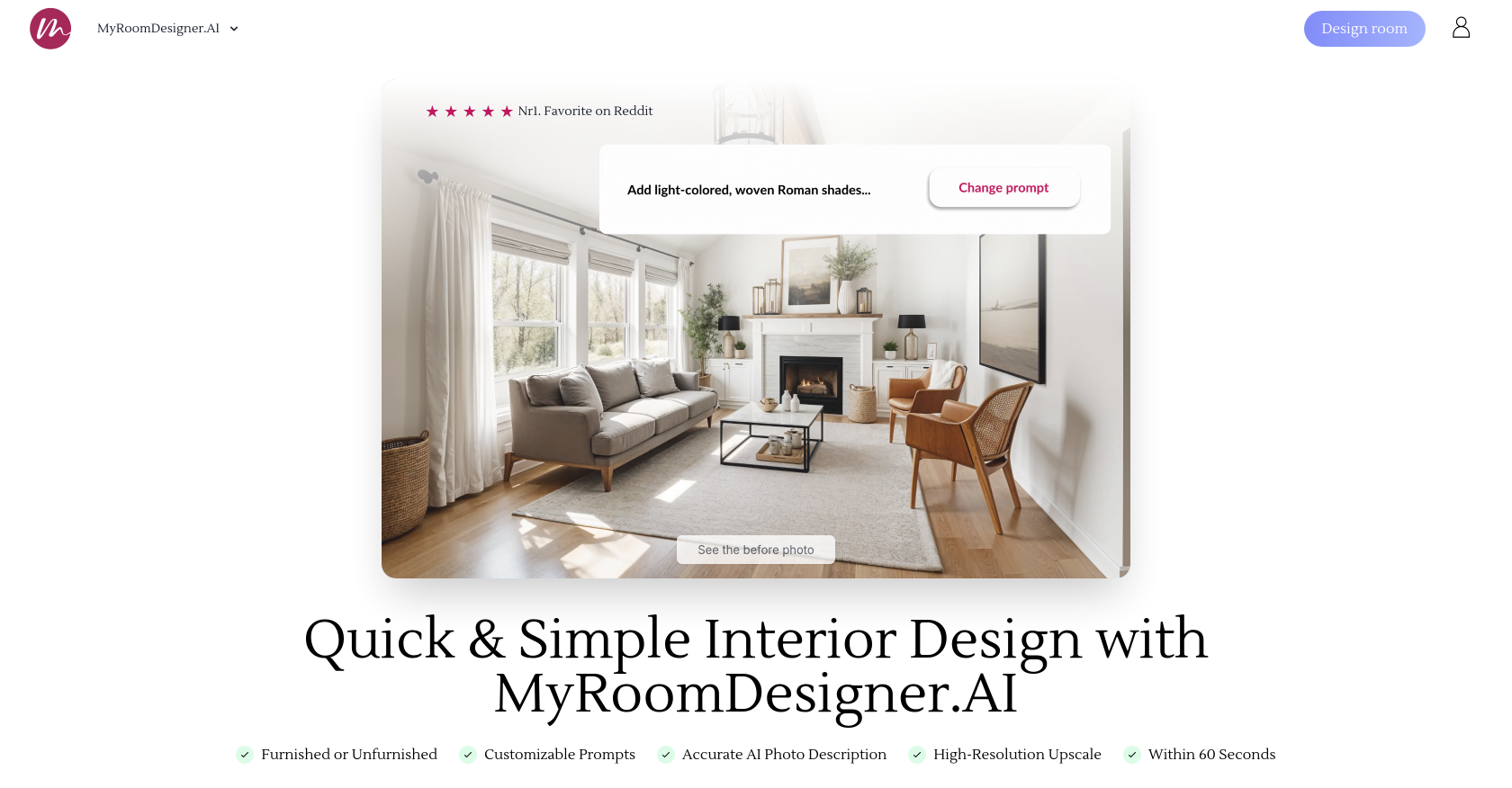 My AI Room Designer: Create Custom Room Designs Online - Proaitools