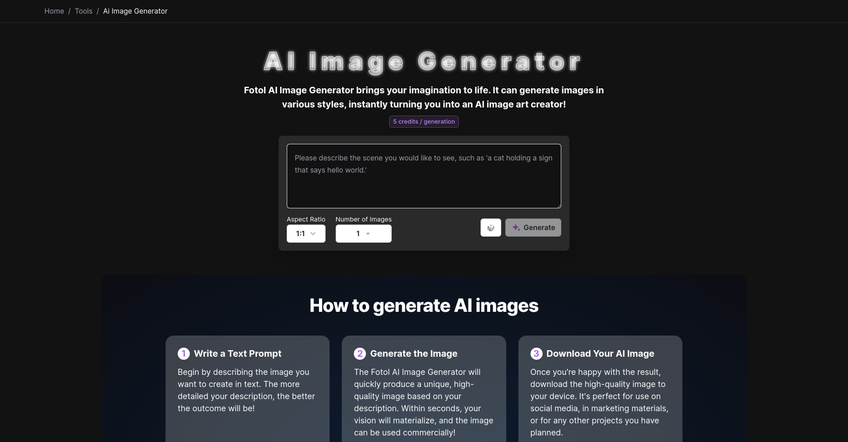 Fotol AI Image Generator | Text to Image AI Art Tool | ProAITools - Proaitools